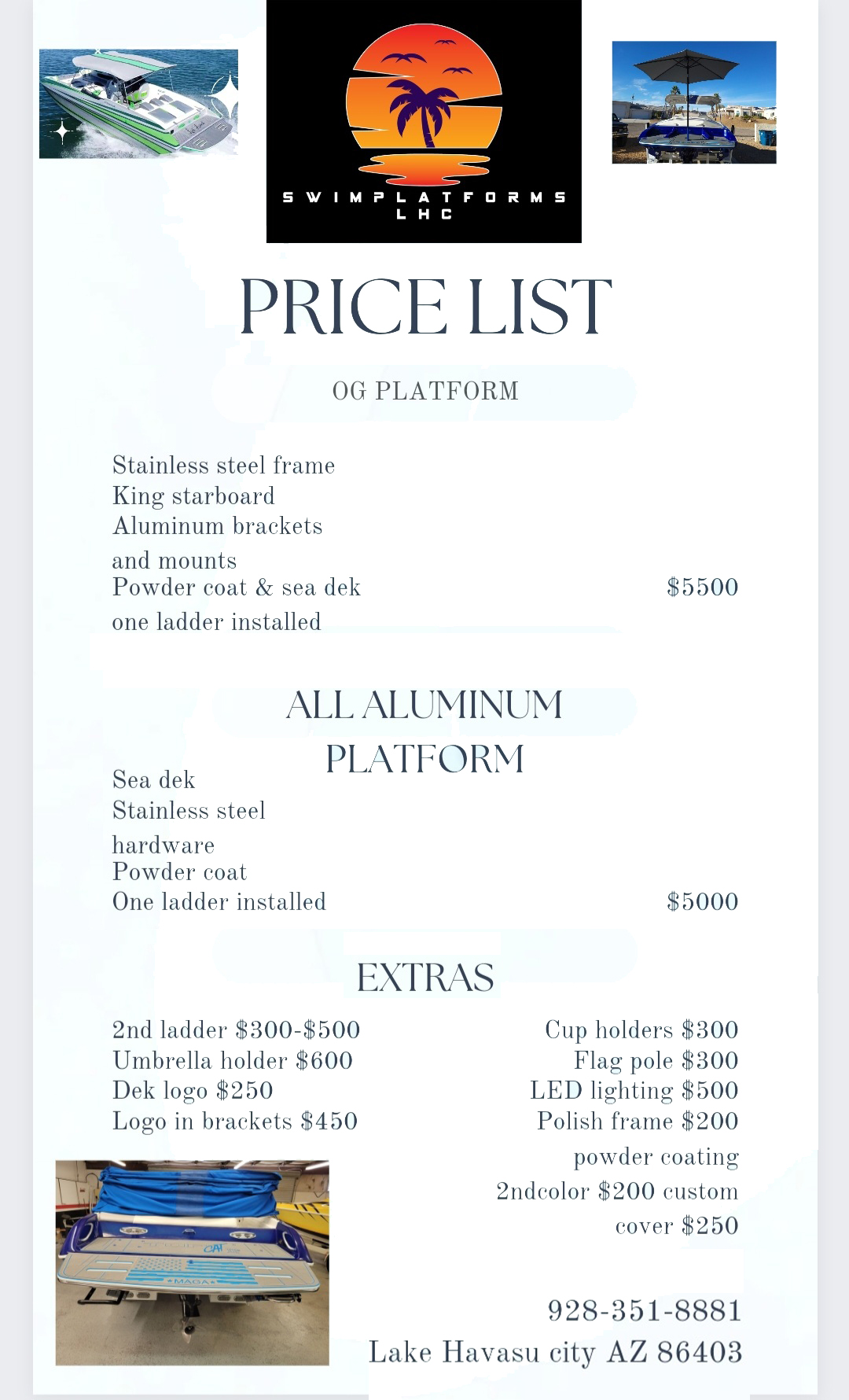 PRICES – SWIM PLATFORMS LHC